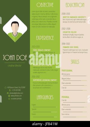 Modern resume curriculum vitae in green with stripes Stock Vector Image ...