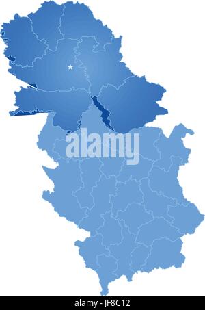 Vector regional map of Serbia with districts and administrative ...