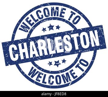 Charleston stamp. welcome to Charleston blue sign Stock Vector Image ...