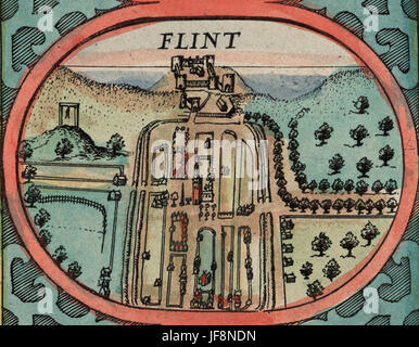 A historic map insert by John Speed, showcasing the town of Bracknok in ...