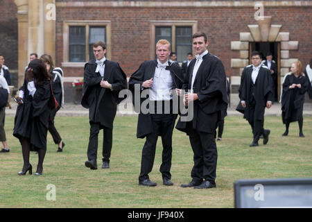 Graduation ceremony, undergraduates of Cambridge University line up ...