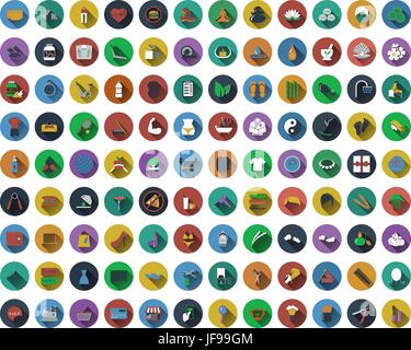 Supermarket Icons Flat Design Circle Stock Vector Image & Art - Alamy
