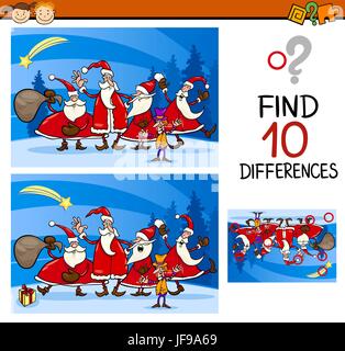 Find 8 differences. Funny cartoon quiz for kids, with solution. Vector ...