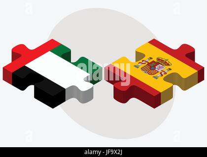 Spain and United Arab Emirates flags for official meeting against ...