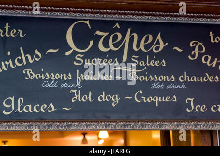 Creperie sign, Ile Saint-Louis, Paris, France Stock Photo - Alamy