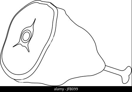 leg of ham icon over white background. colorful and sketch design ...