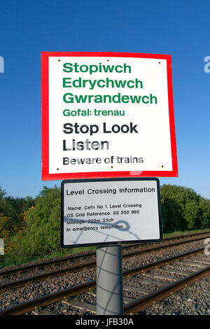 Stop sign at a level crossing, Welsh Highland Railway, Nantmor Stock ...