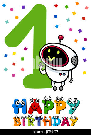 Cartoon Illustration of the First Birthday Anniversary Design for ...