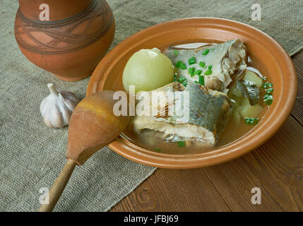 Siberian fish soup of omul Stock Photo - Alamy
