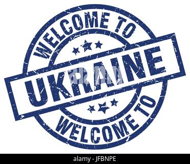 Ukraine sign. welcome to Ukraine orange sticker Stock Vector Image ...