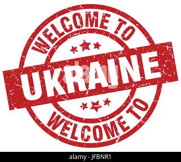 Ukraine sign. welcome to Ukraine orange sticker Stock Vector Image ...