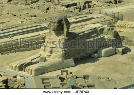 The Great Sphinx, Giza, Egypt - aerial photograph. Note the site is ...