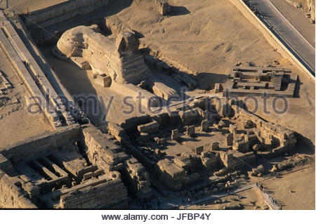 The Great Sphinx, Giza, Egypt - aerial photograph. Note the site is ...