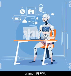 Modern Robot Fixing Electronic Cyborg Futuristic Artificial ...