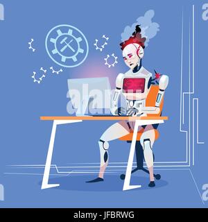 Modern Robot Fixing Electronic Cyborg Futuristic Artificial ...