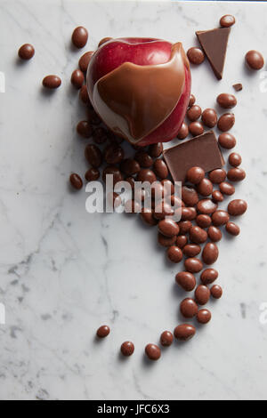 Chocolate caramel ball candy with almonds isolated on white background ...