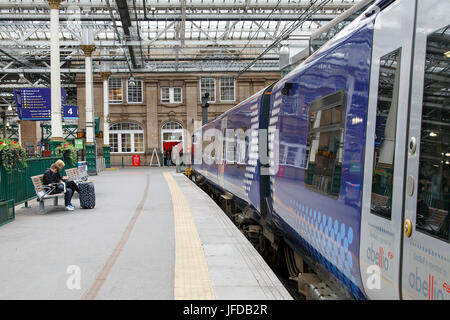 Departure board at Edinburgh Waverley station Borders Railway Scotland ...