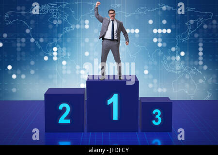 Businessman taking first place in competition Stock Photo - Alamy