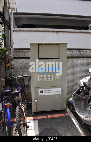 Clothing donation drop off bins for commercial recycling company Stock ...