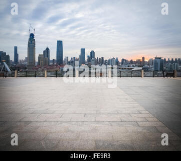 empty floor with modern cityscape and skyline Stock Photo - Alamy