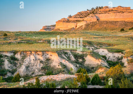 Scotts Bluff National Monument in Nebraska, spring scenery with sunset ...