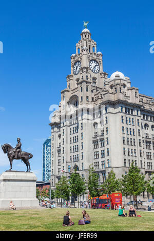 England, Merseyside, Liverpool, Pier Head, The Three Graces Buildings ...