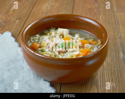 Hernesupp suitsulihaga - pea barley soup.Estonian cuisine Stock Photo ...