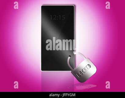 Locked phone. Telephone and lock. Personal data protection concept ...