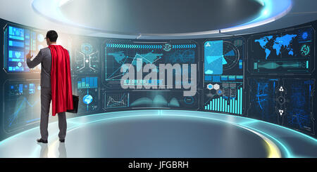 Superhero in data management concept Stock Photo - Alamy