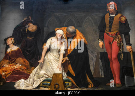 The Execution of Lady Jane Grey, painting by Paul Delaroche Stock Photo ...