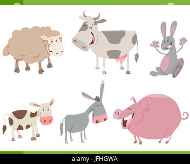 Cartoon farm animal characters in the countryside Stock Photo - Alamy