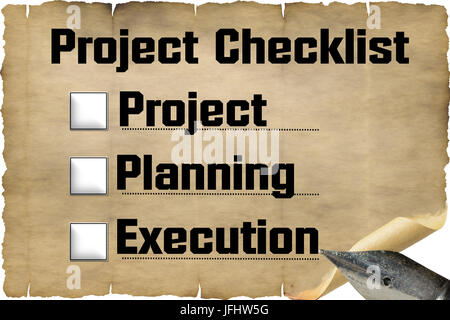 Checklist old document paper with antique fountain pen Stock Photo - Alamy