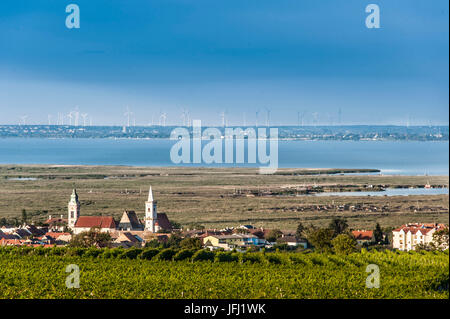 Austria, Burgenland, Rust at Lake Neusiedl, swimming area and marina at ...