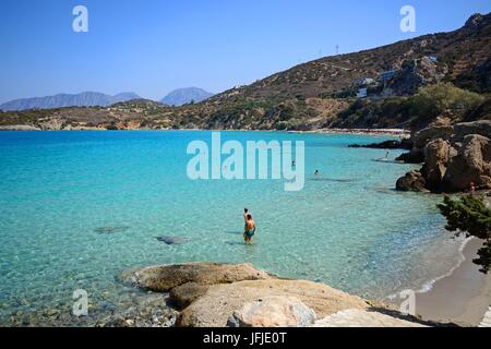 People swimming and relaxing on Istro, beach one of Crete's northern ...