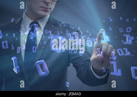 The businessman pressing binary buttons in tech concept Stock Photo - Alamy