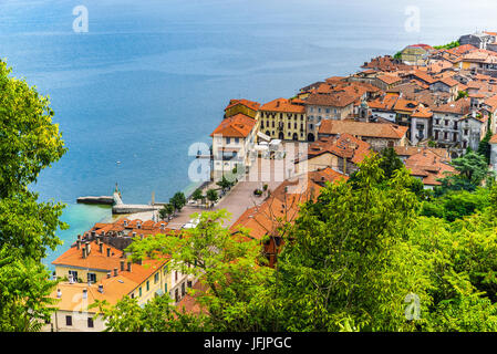 Aerial view of the city of Arona and Lake Maggiore, Italy Stock Photo ...