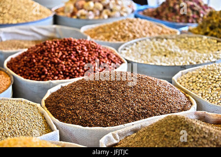 Dried food products on the arab street market stall Stock Photo - Alamy