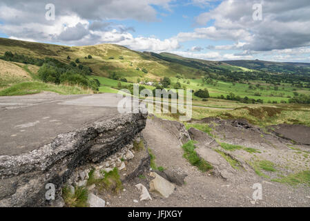 The old abandoned road below Mam Tor near Castleton, Derbyshire ...