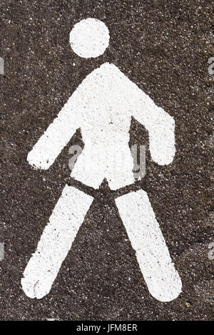 Pedestrian walker sign marking on asphalt street walkway foot walk way ...