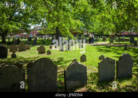 United States, Massachusetts, Salem, the burying point 1637 cemetery ...