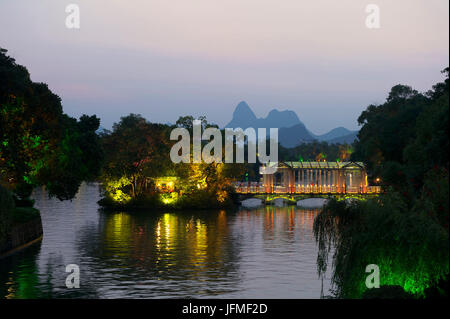 China, Guangxi Province, Guilin, glass bridge on the Rong Lake Stock ...