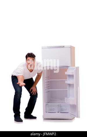 Man Disappointed by Empty Fridge Stock Photo - Alamy