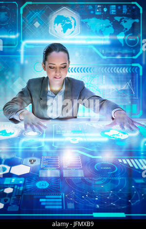 Woman analyst working with big data Stock Photo - Alamy
