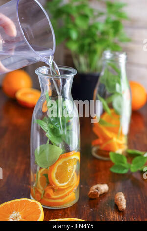 Orange and Basil Infused Water Stock Photo - Alamy