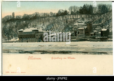 Geipelburg Meißen, Elbe in Meißen, 1899, Meißen, Geipelburg im Winter ...