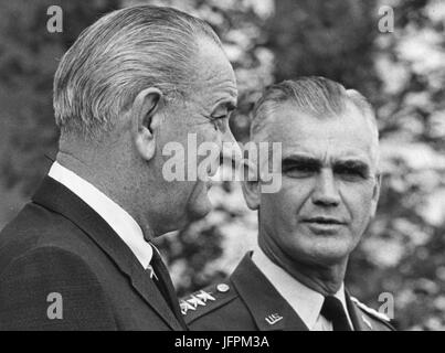 President Lyndon B. Johnson, General William C. Westmoreland, and ...