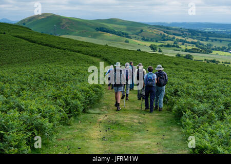 Hill Walking Walkers on the Wrekin Hill in Shropshire Uk Stock Photo ...
