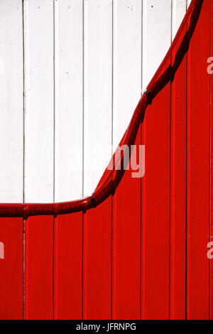 A close-up of a wooden barrack wall painted in two colours Stock Photo ...