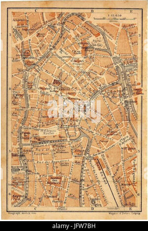 Antique map carte plan plattegrond centrum Gand Gent België 1905 Stock ...