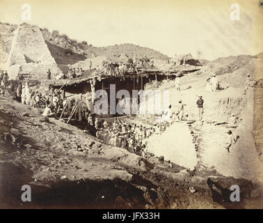 Construction of the Bheer Dam in progress in 1872 (2 Stock Photo - Alamy